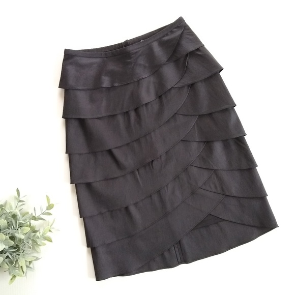 Cachet | Skirts | Cachet Black Tiered Ruffle Pencil Skirt Career ...